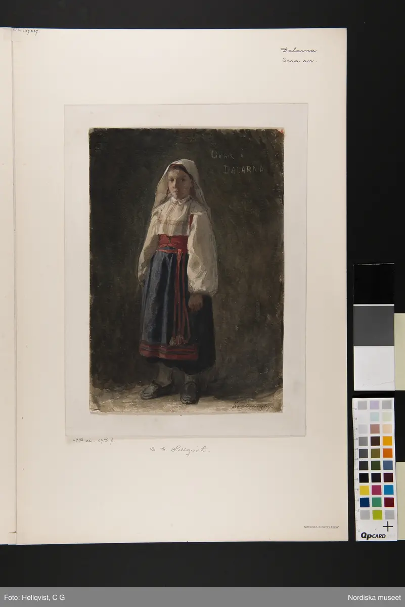 Flicka i dräkt. Akvarell av C.G. Hellqvist - Nordiska museet ...