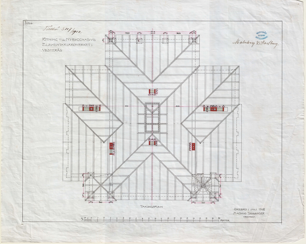 Annexet, taklagsplan. - Västerås Stadsarkiv / DigitaltMuseum