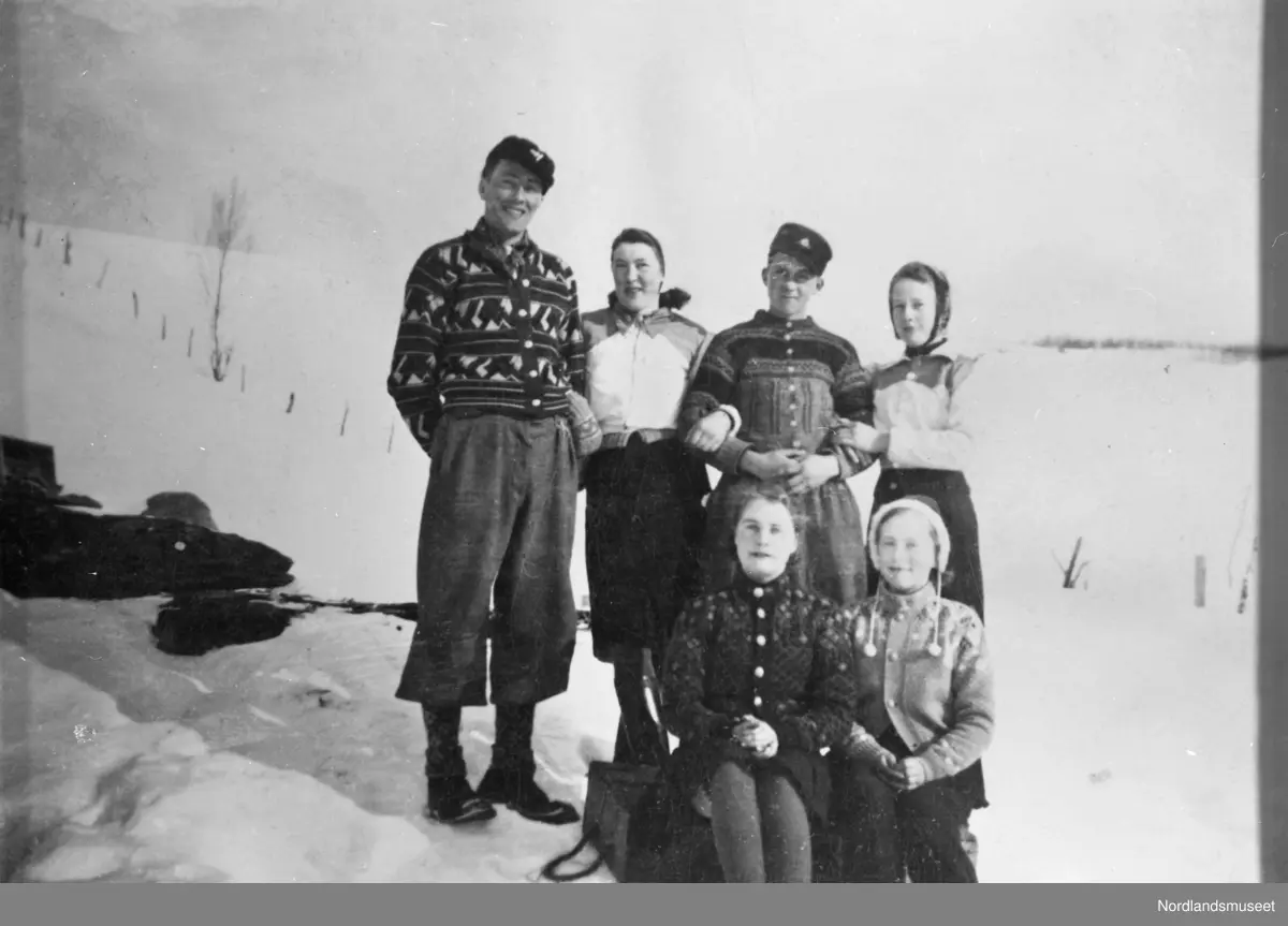 Skitur. John Karlsen, Mosse Sande, Håkon Hansen, Tova Hansen, Anna ...