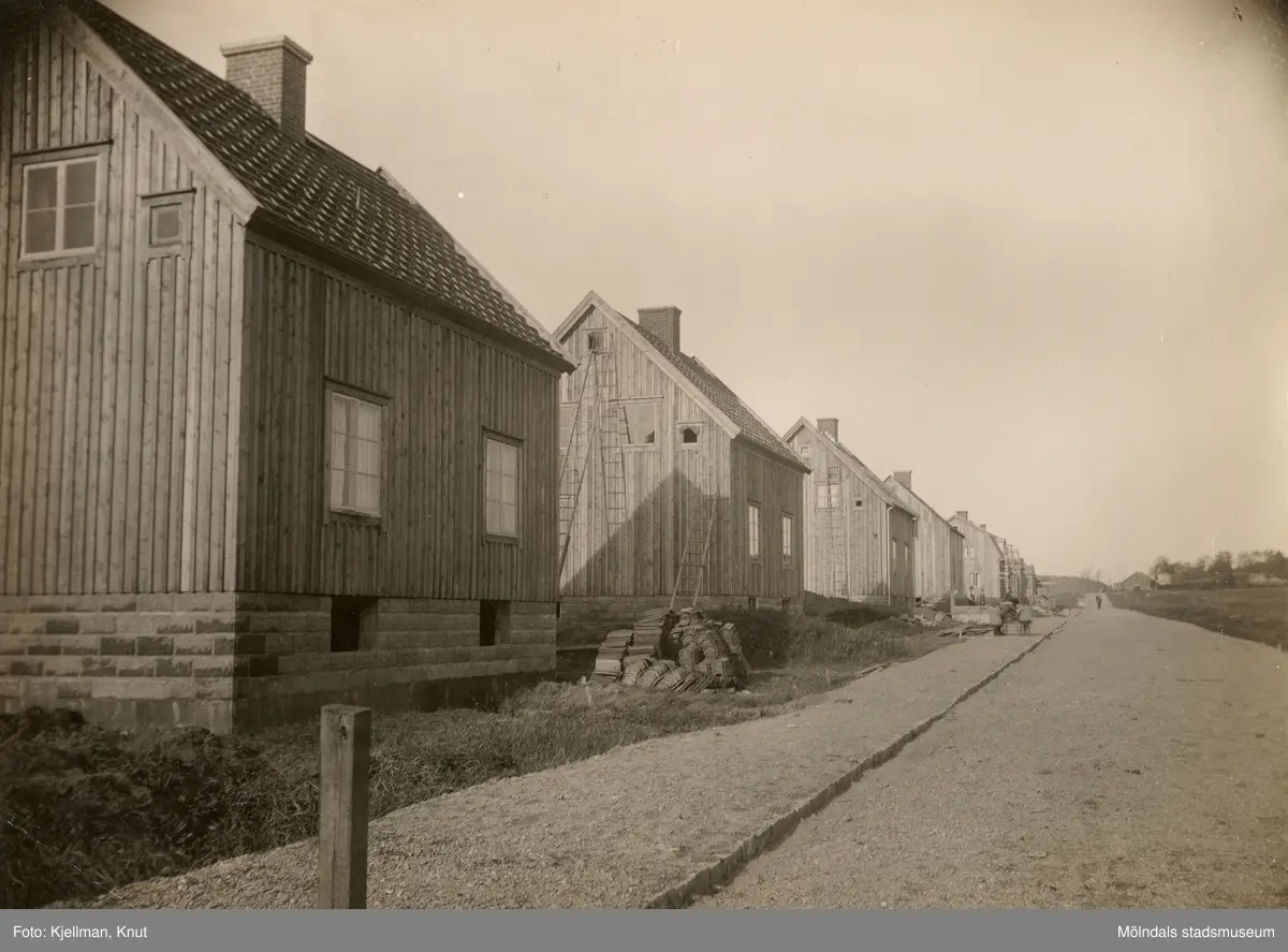 Åbyäng i Åby, Mölndal, år 1925. Åbykolonien under uppförande ...