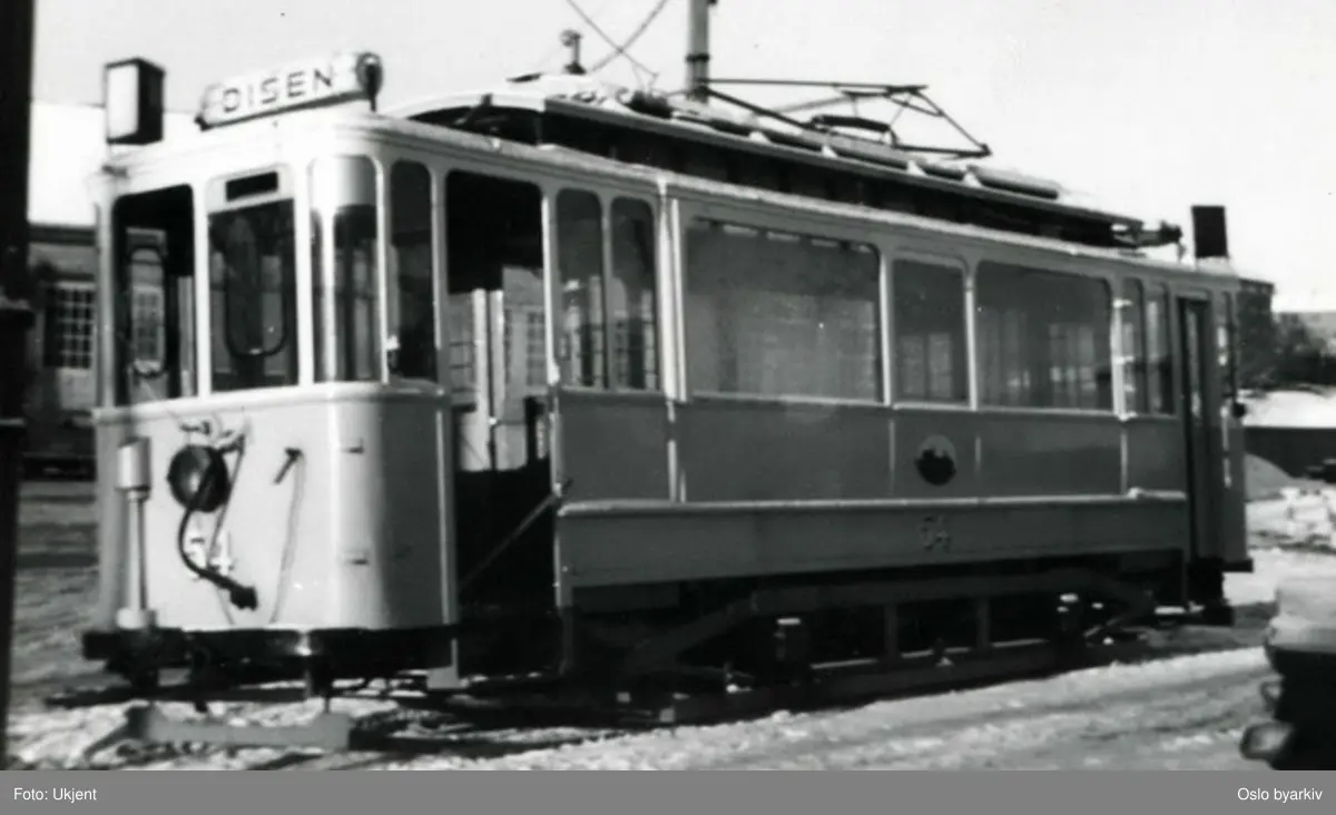 Motorisert ombygd SS-vogn Falkenried, 54. Linje til Disen - Oslo ...