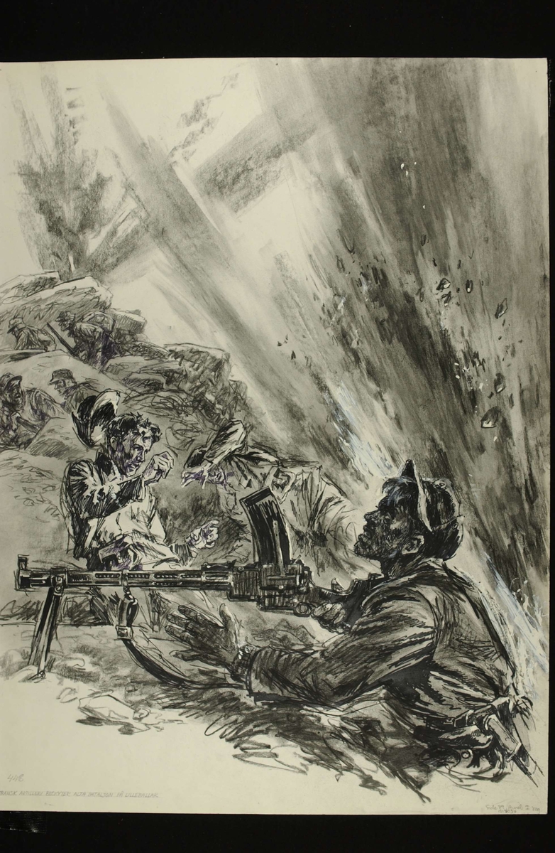 Alta Bataljon blir beskutt av fransk artilleri. - Forsvarets museer ...