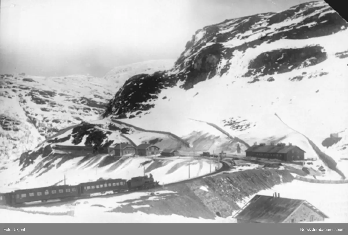 Myrdal stasjon, oversiktsbilde med ankommende tog fra Bergen - Norsk ...
