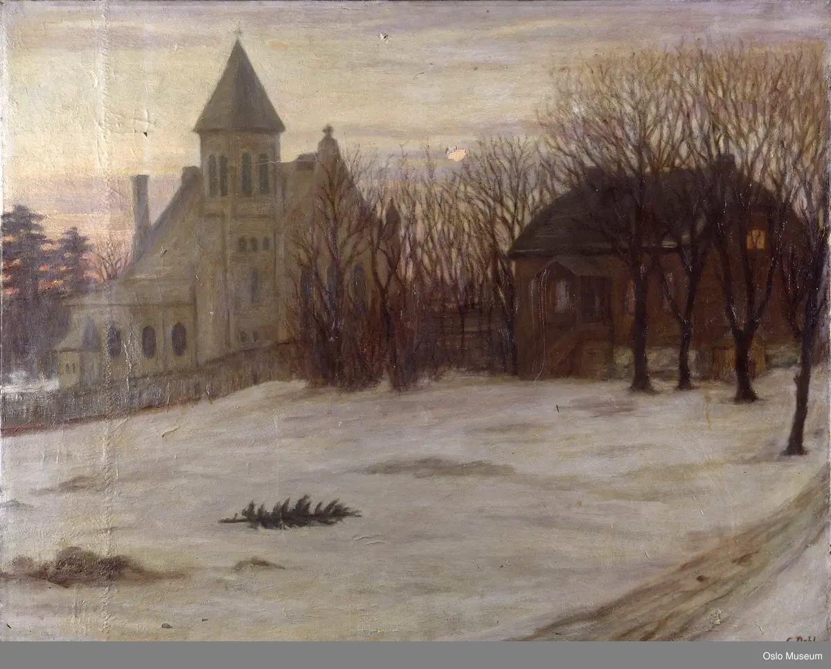Frogner Kirke [oljemaleri] - Oslo Museum / DigitaltMuseum