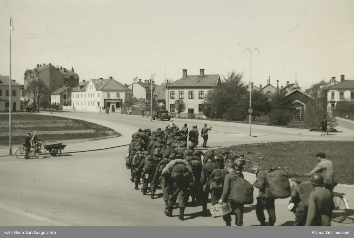 En del av de soldater i tysk uniform som anlände till Kalmar dem 10 maj ...