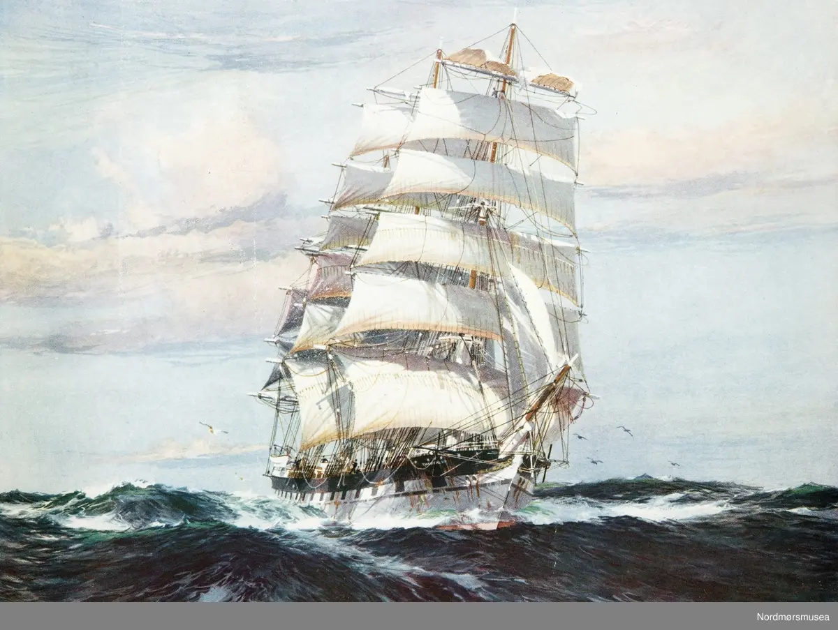 Seilskip ved navn "Thessalus". Det er Jack Spurling (1870-1930) som har ...