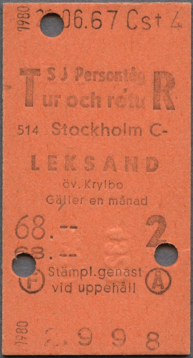 Tur- och returbiljett - Järnvägsmuseet / DigitaltMuseum