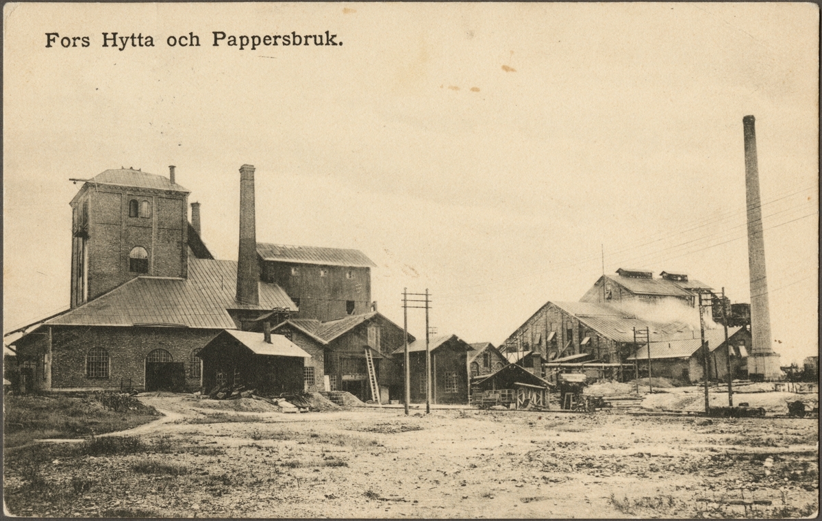 Industriområde med hytta och pappersbruk. - Järnvägsmuseet / DigitaltMuseum