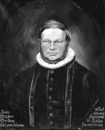 MALERI PORTRETT PREST ANDREAS MELCHIOR ERIKSEN FØDT 1822 - 1878 ...