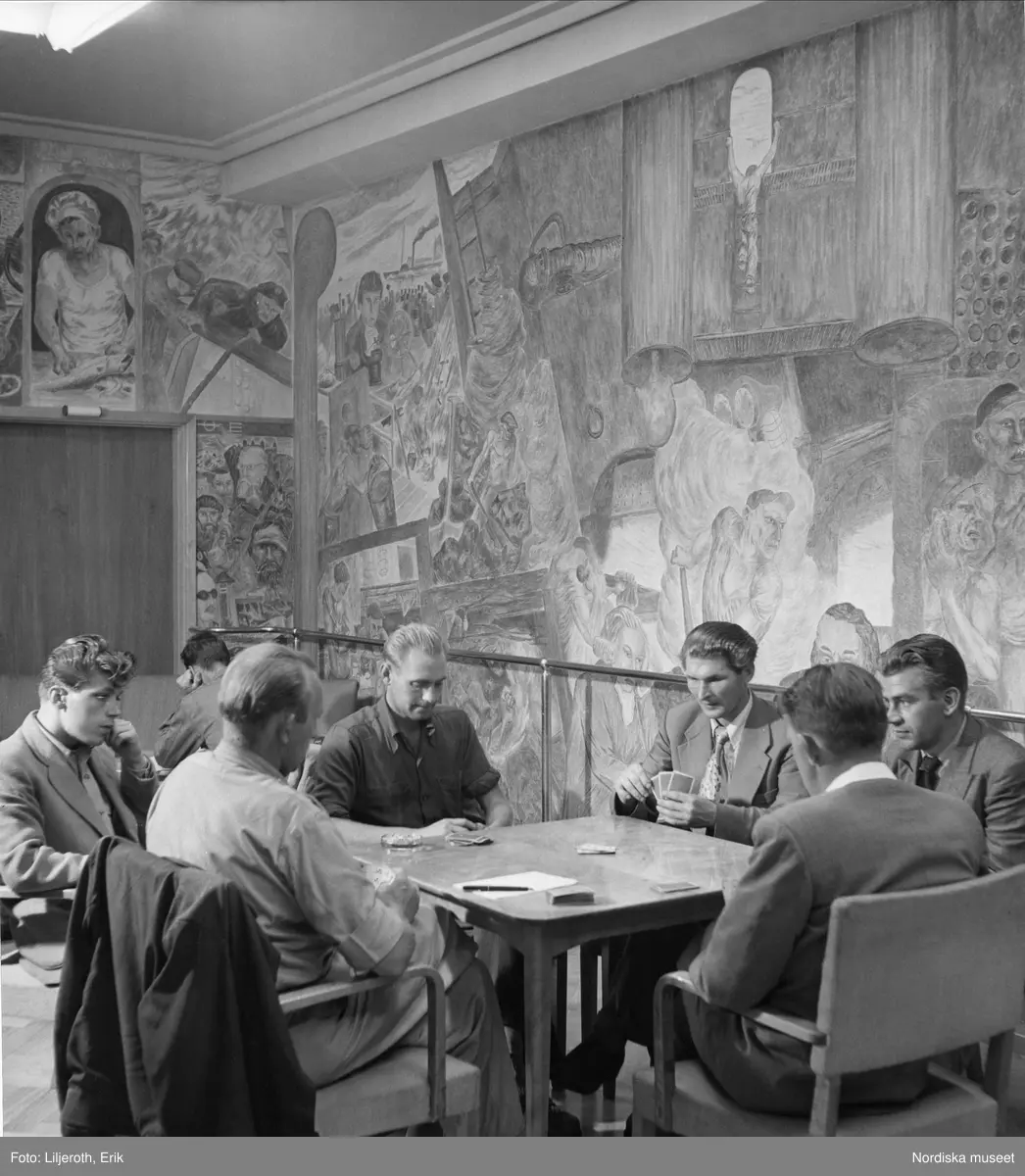 Göteborg. Interiör från Sjömanshemmet med den av Torsten Billman målade ...