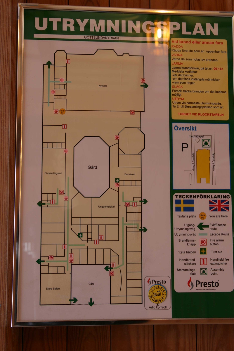 Utrymningsplan för Gottsunda kyrka, Gottsunda, Uppsala 2008 ...