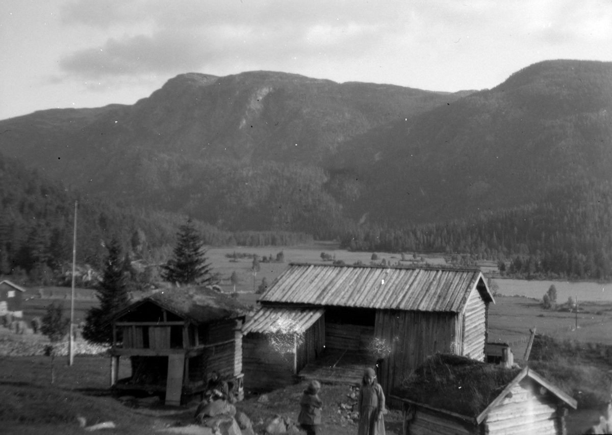 Fotoarkiv etter Aanund Olavson Edland. Sigrid Aa. Edland ved loftet i ...
