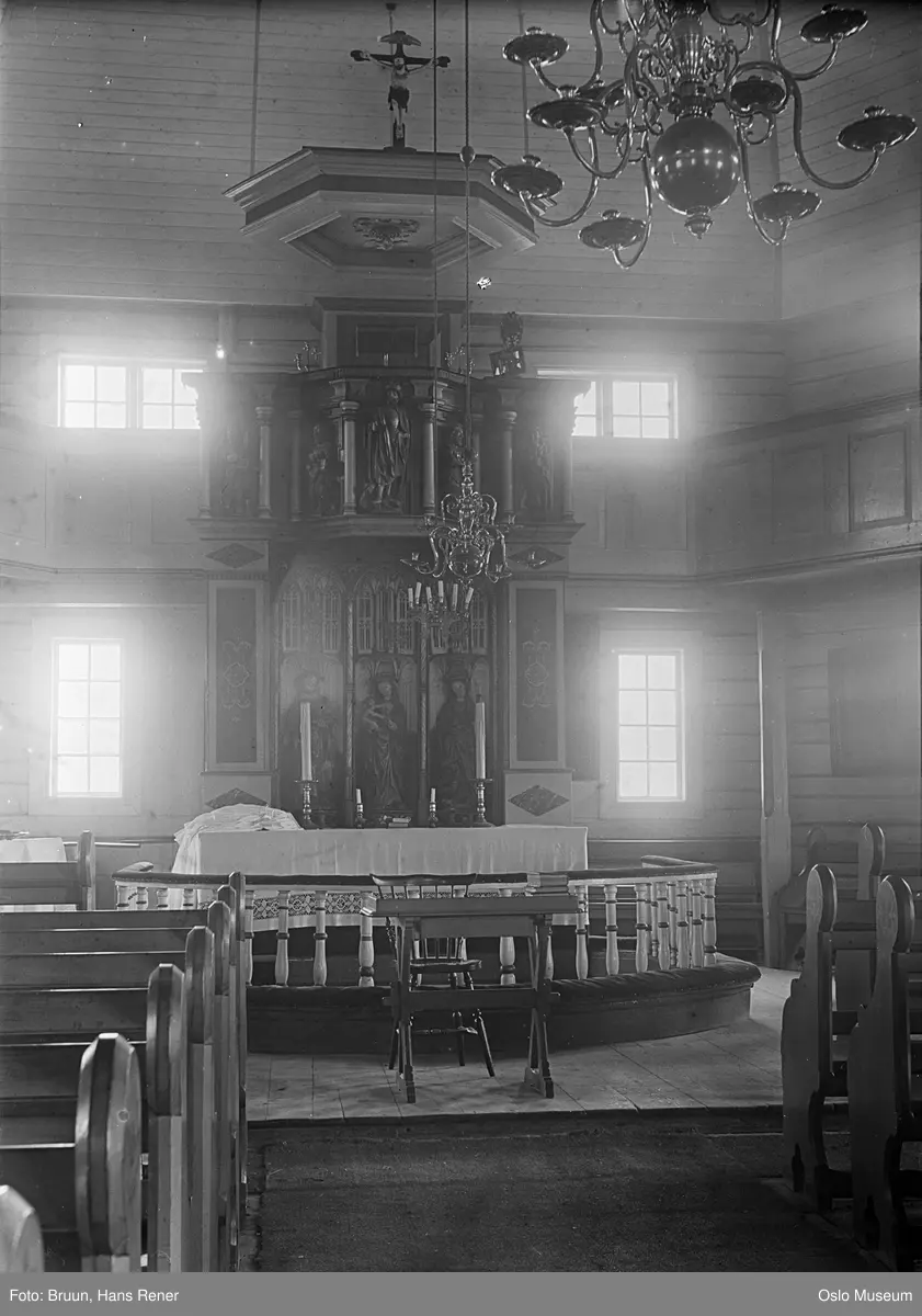 Interiør i Hadsel kirke. - Oslo Museum / DigitaltMuseum
