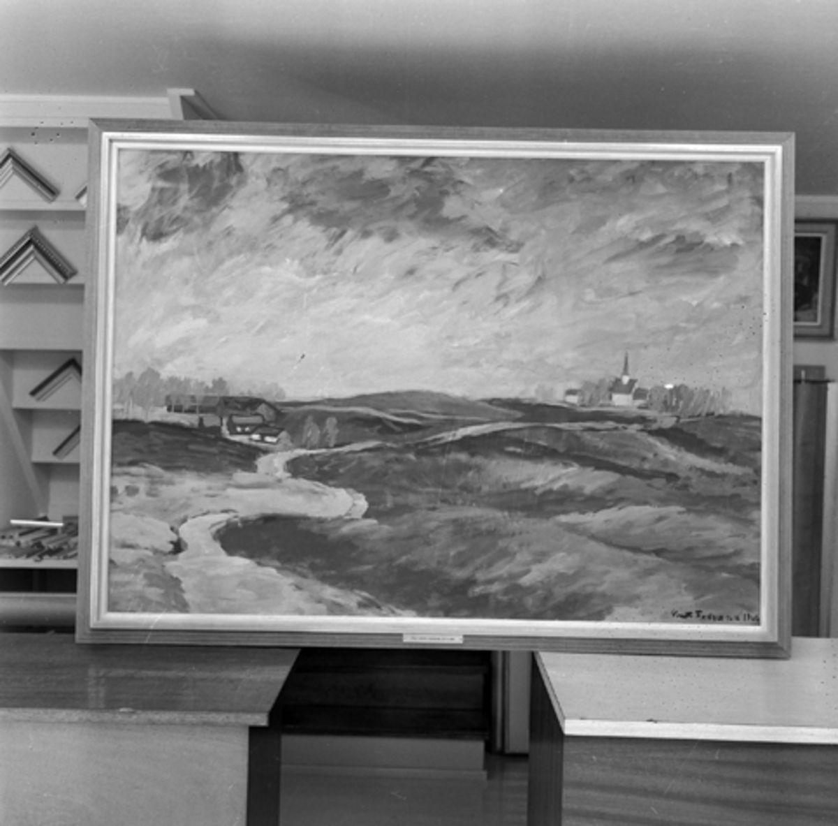 Hamar kommunes gave til kronprinsparets bryllup i 1968, maleri med ...