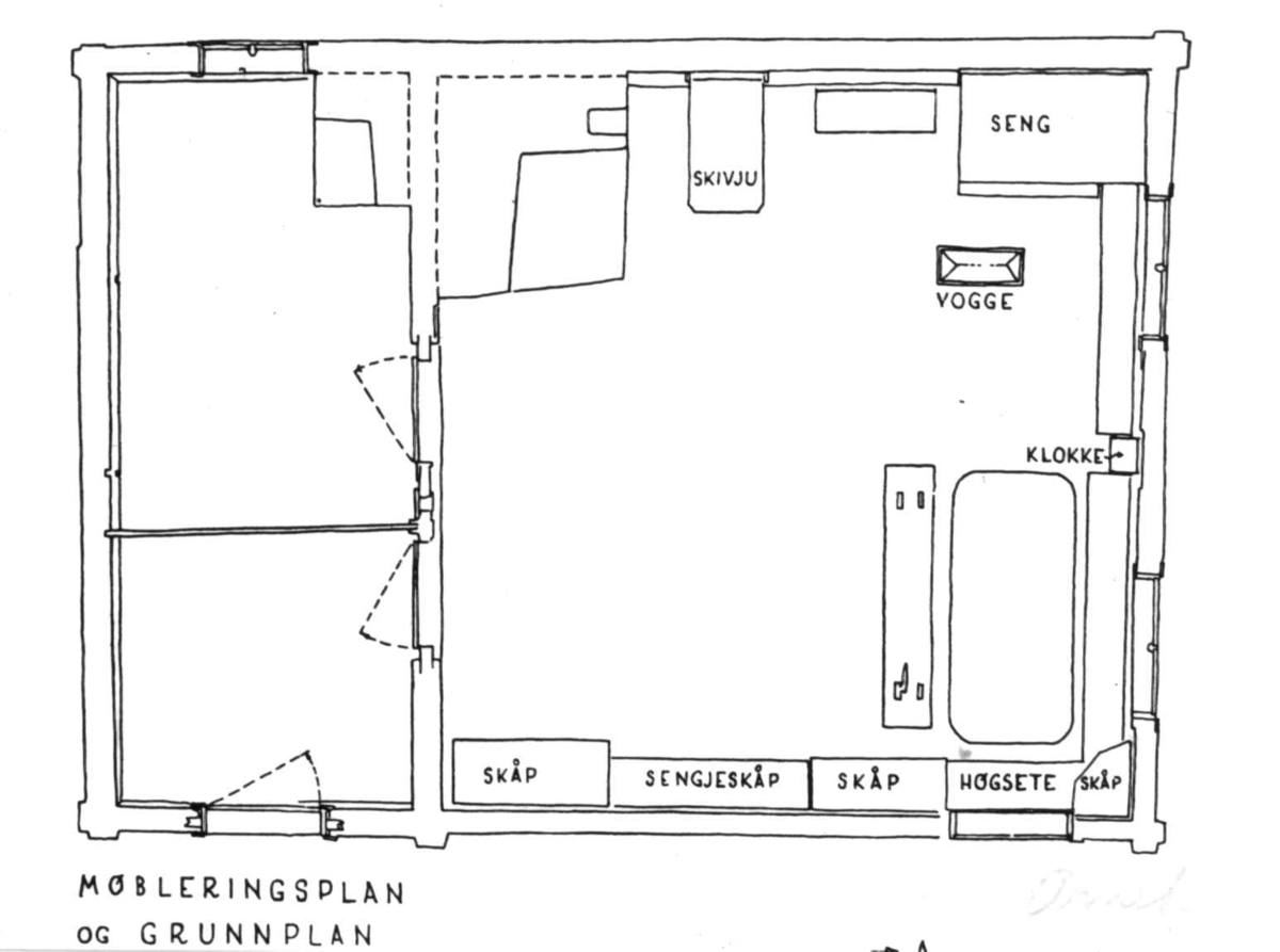 Stue fra Grøsli, Flesberg Flesberg. Grunnplan. Tegning: Arne Berg ...